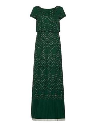 Adrianna Papell Short Sleeve Blouson Beaded Gown Robe, &Eacute;meraude poussi&eacute;reuse, 44 Femme