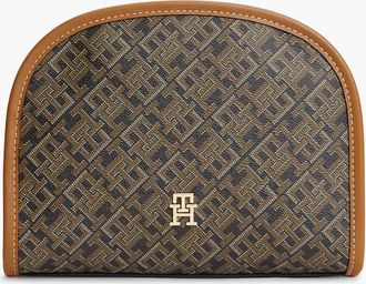 Tommy Hilfiger Hilfiger icon th trousse de toilette imprim&eacute; monogramme en marron clair-Noir