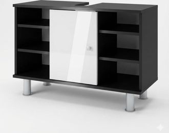 Vicco Waschbeckenunterschrank Anthrazit/Wei&szlig; Hochglanz Fynn 80x54x32 cm - Unterschrank f&uuml;r das Badezimmer, Praktische Ablage f&uuml;r Handt&uuml;cher, Putzmittel & Pf