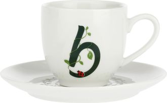 La Porcellana Bianca Solotua Kaffeetasse mit Untertasse Letter B 85 Gramm in Geschenkbox