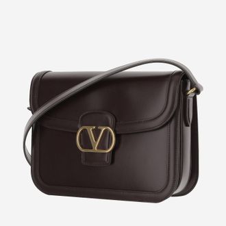 Valentino Garavani Womens Leather Shoulder Bag Dark Brown Calfskin