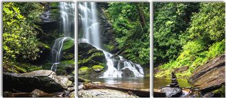 Pixxprint Wasserfall als XXL Leinwandbild in Übergröße 180x80cm Gesamtmaß 3 teilig, Wandbild, Kunstdruck