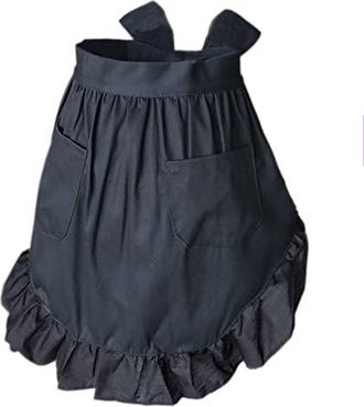 Generic Taillensch&uuml;rze, s&uuml;&szlig;e Retro-Vintage-Halbsch&uuml;rze, Kochen, K&uuml;che, R&uuml;schen, Dienstm&auml;dchen, Sch&uuml;rze mit Taschen f&uuml;r Damen, schwarz, Einheitsgr&ouml;&szlig;e