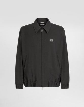 Dolce & Gabbana Jacke Aus Wollstoff Mit Logoplakette - Mann M&auml;ntel Und Jacken Grau 46