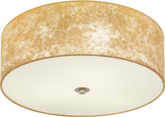 Eglo Deckenlampe Viserbella, 3 flammige Deckenleuchte Vintage, Wohnzimmerlampe aus Stahl und Textil in Champagner, Gold, K&uuml;chenlampe, Flurlampe Decke mit E