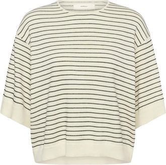 Inwear Femme, Tops, Beige, Taille: 46 FR Pull en pur coton coupe boxy &agrave; rayures textur&eacute;es