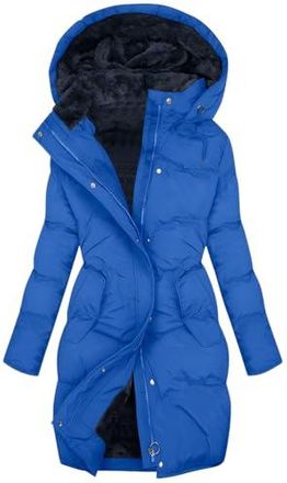 Minetom Manteau Femme Hiver Polaire Chaud Imperm&eacute;able Veste &agrave; Capuche Manches Longues Manteaux mi longue Blouson Casual A Bleu Royal 3XL