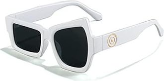 Generic Lunettes de soleil asymétriques pour femmes vintage lunettes de soleil pour hommes protection UV nuances, C9 Blanc, Taille unique