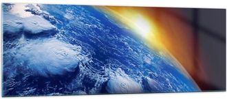 Arttor Panorama Bilder auf Glas Galaxie Erde Raum Glasbild 140x50cm Wandbilder Dekoration Wohnzimmer Schlafzimmer K&uuml;che Gro&szlig; XXL Wanddeko Bild im Glas Wand K
