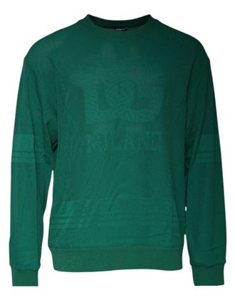 Dolce & Gabbana Mens Logo Nylon Crew Neck Sweatshirt Green Sweatshirts