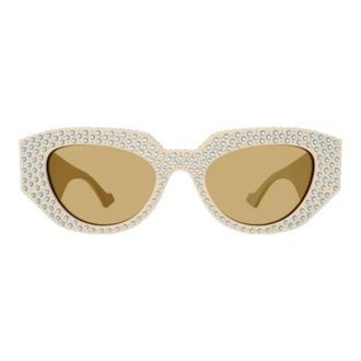Gucci Ivory Brown Cat-Eye Sonnenbrille - - Accessories - Damen - Wei&szlig; - 51 MM