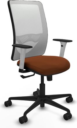 Piqueras y Crespo Schreibtischstuhl Zulema in Beige und Wei&szlig;, mit schwarzen und wei&szlig;en Armlehnen, h&ouml;henverstellbare Lendenwirbelst&uuml;tze, 3 Positionen, Wei&szlig; / Braun