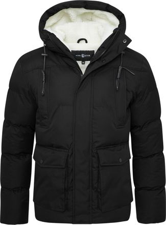 SOULSTAR Herren warme Winterjacke mit Kapuze Teddyfell Gef&uuml;tterte Steppjacke Outdoorjacke Pufferjacke Mens Jacket S2_MOORLAND-J25-Black-XXL