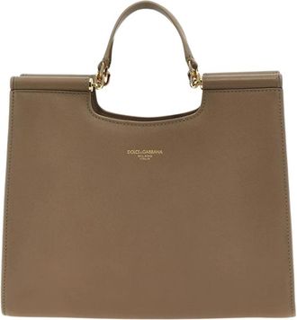 Dolce & Gabbana Femme, Sacs, Gris, Taille: ONE Size TopHandle Leather Handbag