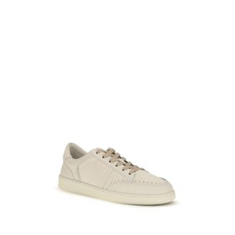 Ferragamo Nubuck and Calfskin Leather Sneaker - Beige