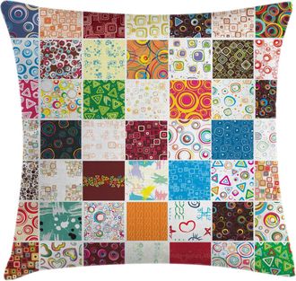 Abakuhaus Bunt Kissenbezug, Patchwork Retro Style, Beidseitiges Digitaldruck mit Reißverschluß Farbfest Pflegeleicht und Waschbar, 40 x 40 cm, Grün Aqua