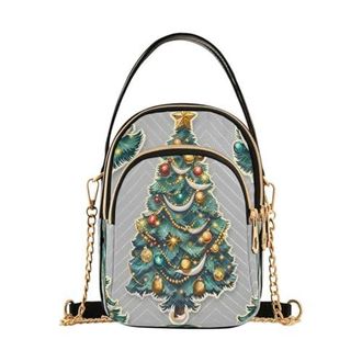 Mnsruu Petit sac &agrave; bandouli&egrave;re en cuir avec boule dor&eacute;e et sapin de No&euml;l pour femme