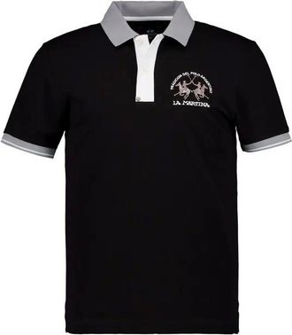 La Martina Herren Polo-Shirt schwarz Slim Fit