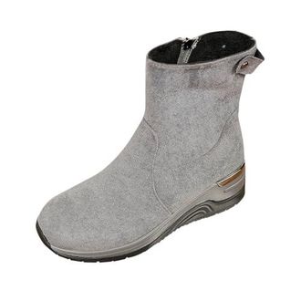 Generic Bottines pour femme &agrave; talon compens&eacute; - Style d&eacute;contract&eacute; - En daim synth&eacute;tique - Couleur unie - &Eacute;l&eacute;gantes - Antid&eacute;rapantes - Fermeture &eacute;clair lat&eacute;rale