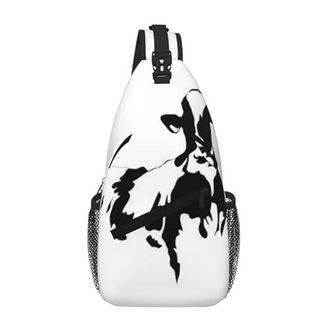 Generic Sacoche Homme Bandouliere Vache imprim&eacute;e en noir et blanc Multifonction Sac De Poitrine Casual Sac &agrave; Poitrine pour &eacute;cole Camping Voyage