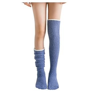 Generic Chaussettes montantes mi-mollet pour homme et femme Taille 42, bleu, Taille unique