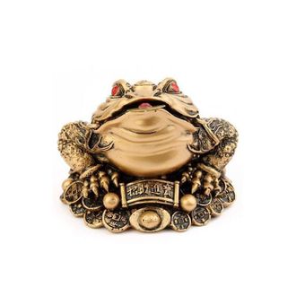 La Chineuse Lachineuse - XXL Feng Shui Glückskröte - Goldene 3-beinige Kröte - 15,5 x 18 x 5 cm - Asiatische Dekoration - Originelle Geschenkidee China Asien - Gl