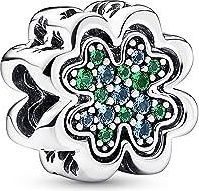Pandora Pandora Moments Charm séparable Trèfle à quatre feuilles en argent sterling avec cristaux vert clair et vert foncé