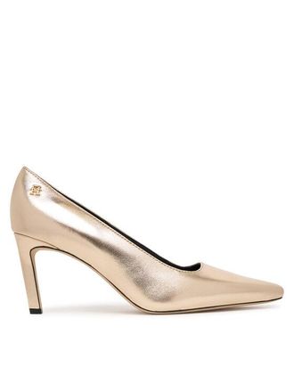 Tommy Hilfiger High Heels Logo Metallic Pump Slanted Hl FW0FW08994 Goldfarben