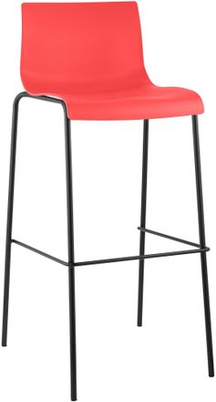 Clp Barhocker Hover mit Kunststoffsitz und robustem Metallgestell I Barstuhl mit Einer Sitzh&ouml;he von: 76 cm I erh&auml;ltlich, Farbe:rot, Gestell Farbe:schwarz