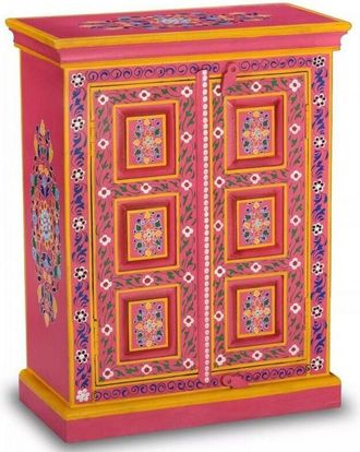 Les Tendances Commode 2 portes bois de manguier massif rose Pinkie