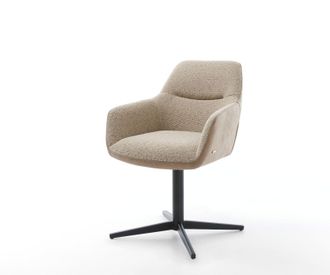 DELIFE Drehstuhl Pejo-Flex Materialmix Schlamm Fu&szlig;kreuz Schwarz 360&deg; drehbar Taschenfederkern, Esszimmerst&uuml;hle