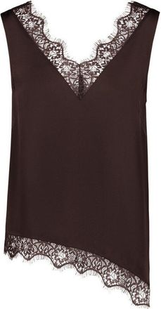 Zero Satinbluse Damen mit Spitzeneinsatz