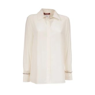Max Mara Seidenhemd mit klassischem Kragen und Knopfdetails - - Blouses & Shirts - Damen - Wei&szlig; - XL