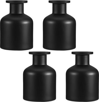 BESPORTBLE 4 St&uuml;ck Schwarze Glas Aromadiffusor Flaschen 150 ml Rund Nachf&uuml;llbare Duftflaschen f&uuml;r &Auml;therische &Ouml;le Duftst&auml;bchen Selbstgemacht Aromatherapie Diffuso