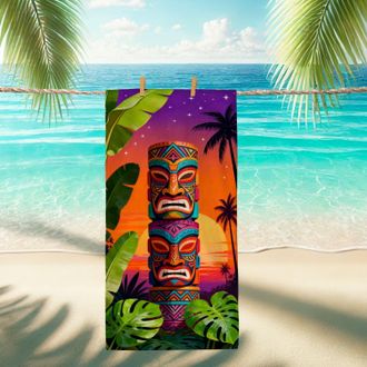 Generic Tropical Tiki Mikrofaser-Strandtuch, buntes Masken-Design, schnell trocknend, weich, sandfrei, &uuml;bergro&szlig;, leicht, Outdoor-Reiseutensilien, 88,9 x 178,8