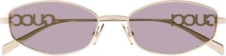 Gucci Ovale Metall-Sonnenbrille - - Accessories - unisex - Gelb - 55 MM