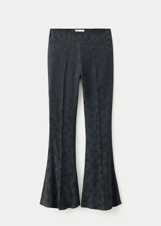 Mango Pantalon flare en jacquard gris anthracite - Femme - 34 - MANGO