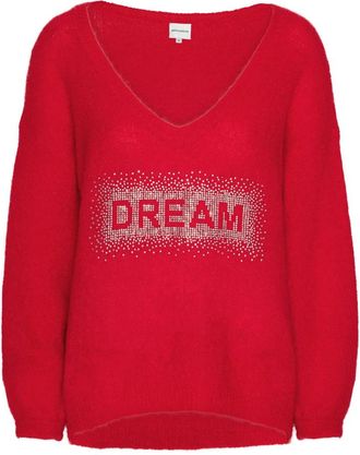 Americandreams Americandreams, Femme, Pulls, Rouge, Taille: 40 FR Silja V Neck Crystal Pullover