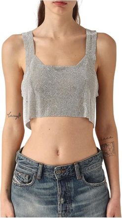 twentyfour Femme, Tops, Gris, Taille: 42 FR Haut Court Atene Scintillant