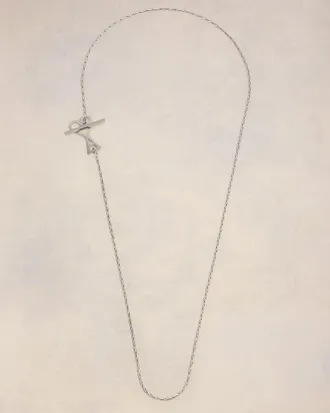 Ami Collier Argent&eacute; Chaine Ami De Coeur 2 En 1 En Laiton Argent - TU - Unisex