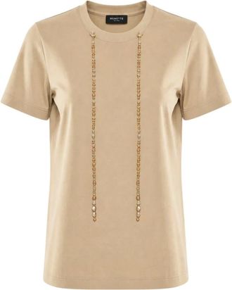 Nenette Femme, Tops, Brun, Taille: 38 FR T-shirt avec d&eacute;tails bijoux et lacets lumineux