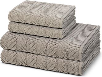 ROSS 4 teiliges Frottier-Set - Sensual Skin - Zopf-Muster (2 X Handtuch 2 X Duschtuch im Set) - 500 g/m2 - Baumwolle - Walkfrottee - saugstark - weich und 