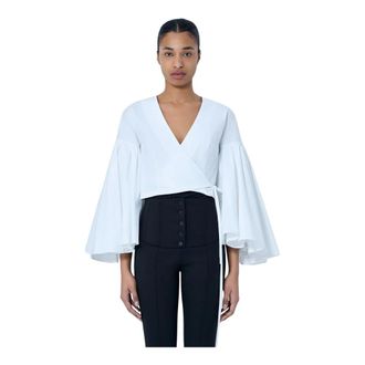 Jacquemus V-Neck Wickelbluse - - Blouses & Shirts - Damen - Wei&szlig; - 2XS