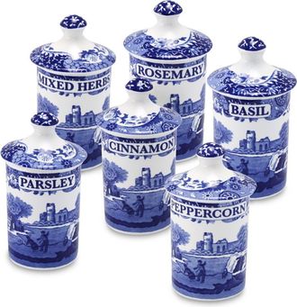 Spode Blue Italian Spice Jar, Set von 6