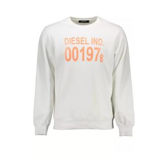 Diesel Homme, Sweatshirts et sweats à capuche, Blanc, Taille: XL SweaT-shirt en Coton Blanc Imprimé Croustillant