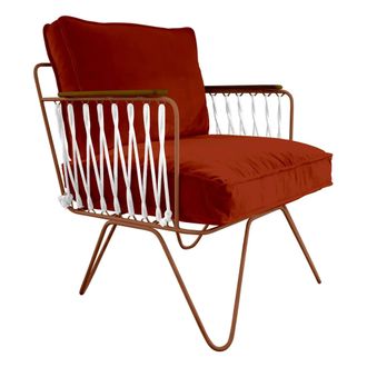Honor&eacute; Fauteuil Croisette fer brun epoxy, velours Honor&eacute;