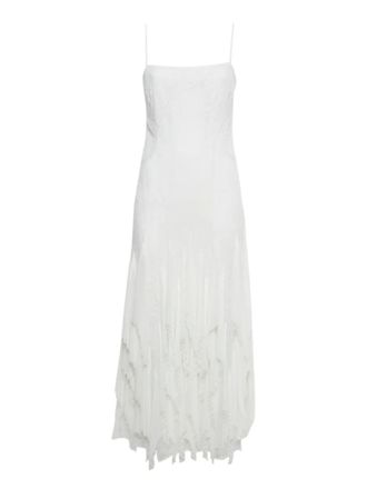 SIMKHAI robe longue pliss&eacute;e en dentelle - Blanc