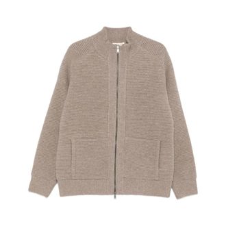 Altea Homme, Pulls, Beige, Taille: L Veste en Tricot Côtelé à Fermeture Éclair