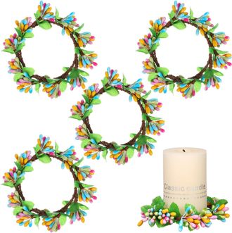 Cabilock 4 St&uuml;ck Osterkranz Fr&uuml;hlingsgirlande H&auml;ngende Ornamente Farben K&uuml;nstliche Girlande Girlanden F&uuml;r Dekoration Miniaturkranz Rosa Wanddekoration Party We