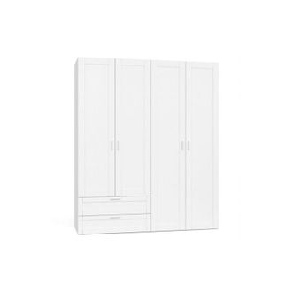 IDMarket Armoire 4 portes VITO blanc penderie 160 cm avec 2 tiroirs et étagères